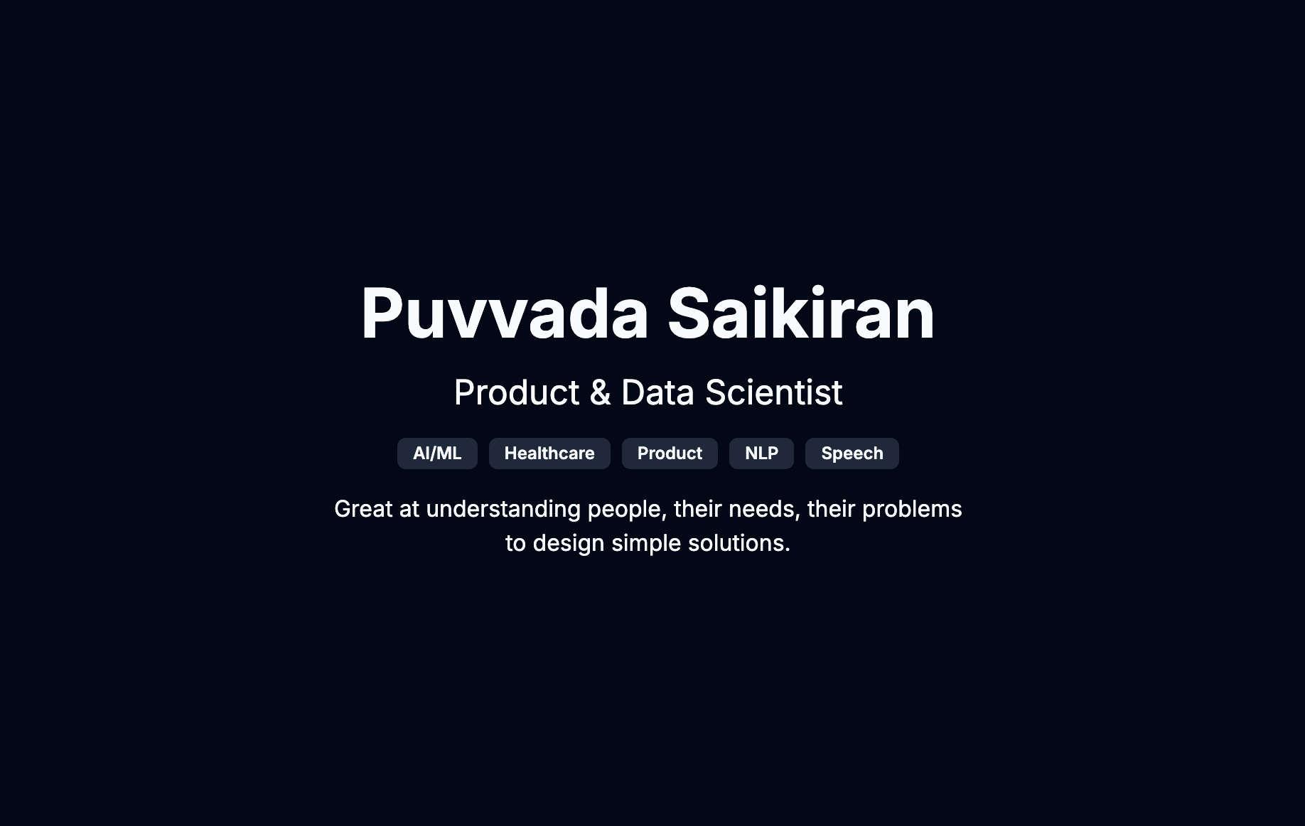 Puvvada Saikiran : Product / Data Scientist